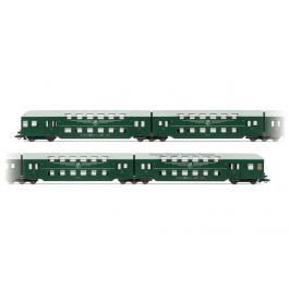 DR Doppelstockwagen-Set mit Steuerwagen grün, gaues Dach, Ep. IV